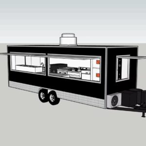 14.7FT MOBILE FOOD TRAILER, STREET FOOD TRAILER WITH CONCESSION WINDOW ATTRACTIVE FRONT DISPLAY, FULLY EQUIPPED FOR VENDING ON STREET FOR SALE