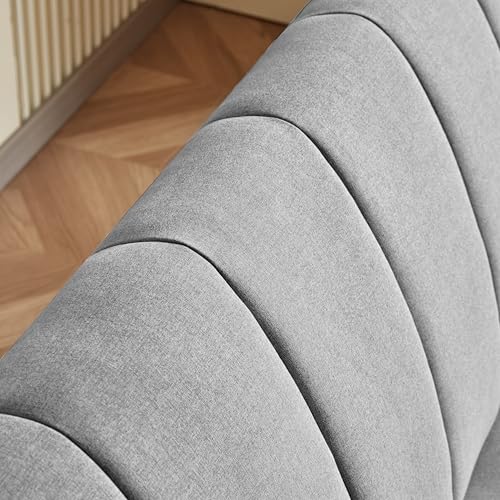 HomePop Upholstered Bergen Convertible Futon Sofa Bed, Modern Sofa Couches for Living Room, Small Spaces, Dorm, Apartment, Gray Woven