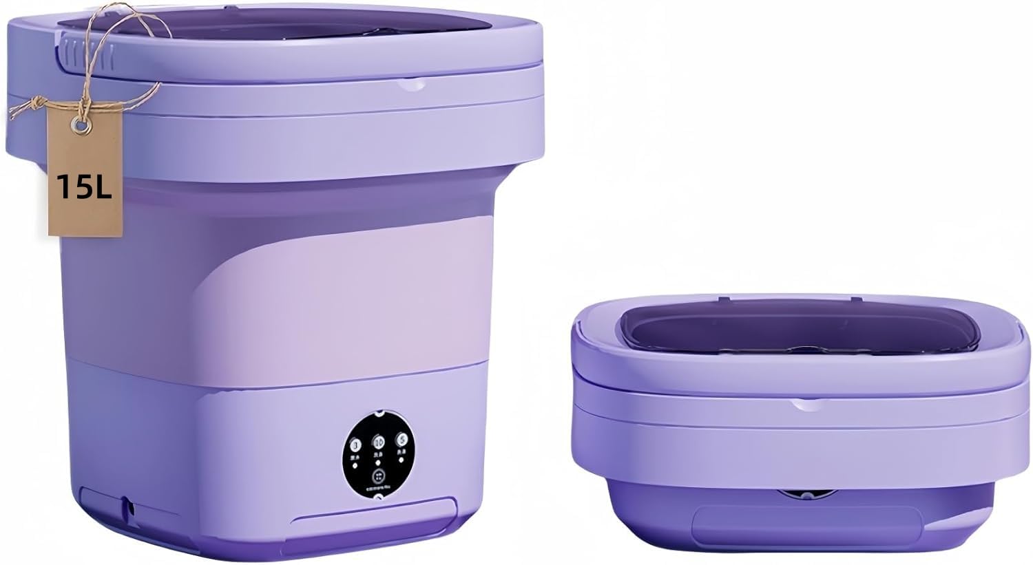 Portable washing machine,Mini Washer,15L upgraded large capacity foldable Washer.Deep cleaning of underwear, baby clothes and other small clothes.Suitable for apartments, dormitories, hotels.(Purple)