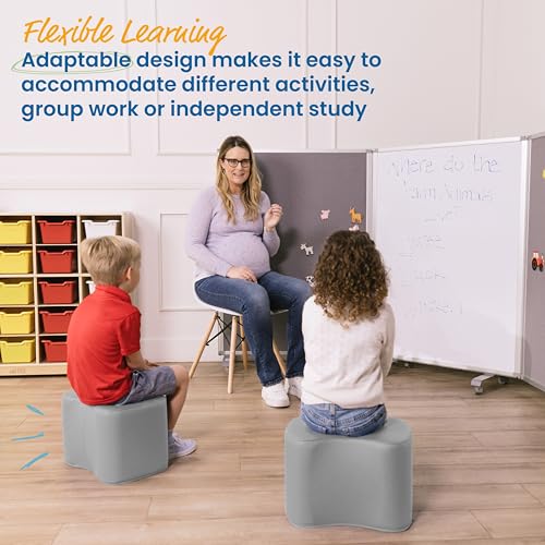 ECR4Kids SoftZone Toddler Modular Stool Set, Flexible Seating, Grey, 2-Pack