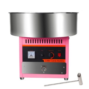 large cotton candy machine commercial, 1000w electric cotton candy machine with stainless steel bowl, storage drawer, and sugar spoon, suitable for family gathering, birthday parties, festivals (pink)