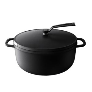 vermicular oven pot 2.0 with standing handle | lightweight enameled cast iron pot with precision seal | dutch oven | non-toxic | induction-compatible | made in japan (matte black, 26cm (5.9 qt))