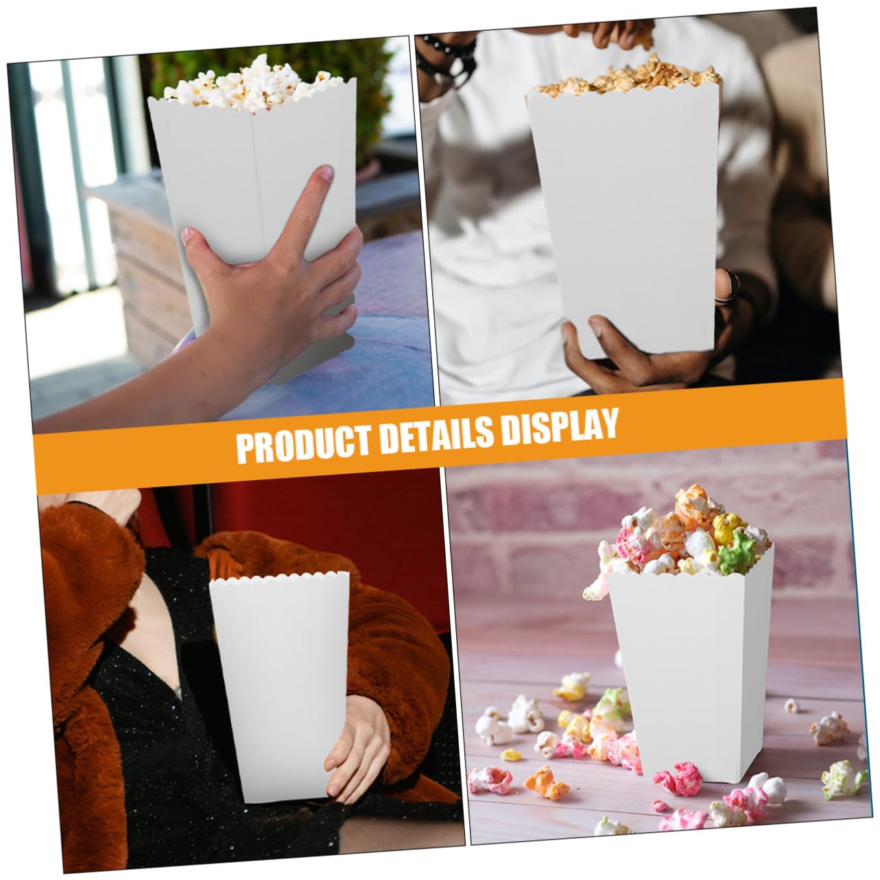 GETAJGHSD 36pcs Box Popcorn Boxes Bulk Paper White Popcorn Boxes Paper Popcorn Boxes Popcorn Buckets for Movie Night