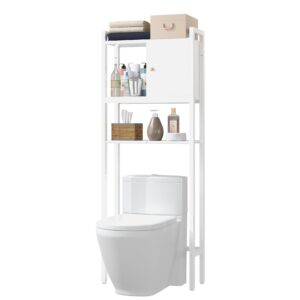 over the toilet storage, 3 tier bathroom organizer, storage for free standing wood cabinet, multifunctional above toilet storage，white