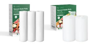 utilimates vacuum sealer bags rolls bundle, 11 in 16 ft 3 rolls and 8 in 50 ft 2 rolls, bpa-free puncture prevention heavy duty vacuum sealer bags for food