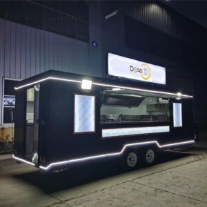 14.7ft mobile food trailer, street food trailer with concession window attractive front display, fully equipped for vending on street for sale