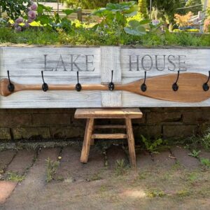 SEUHF Entryway Hook Rack, Rustic Paddle Wall Mounted,Coat Rack for The Lake House, Bathroom Towel Hanger