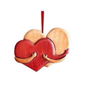 a hug from my heart for you handmade wood carvings, a hug from my heart to yours wooden a hug from my heart, wooden heart hugs loving hearts creative wooden pendant for him and her (ornaments_c)