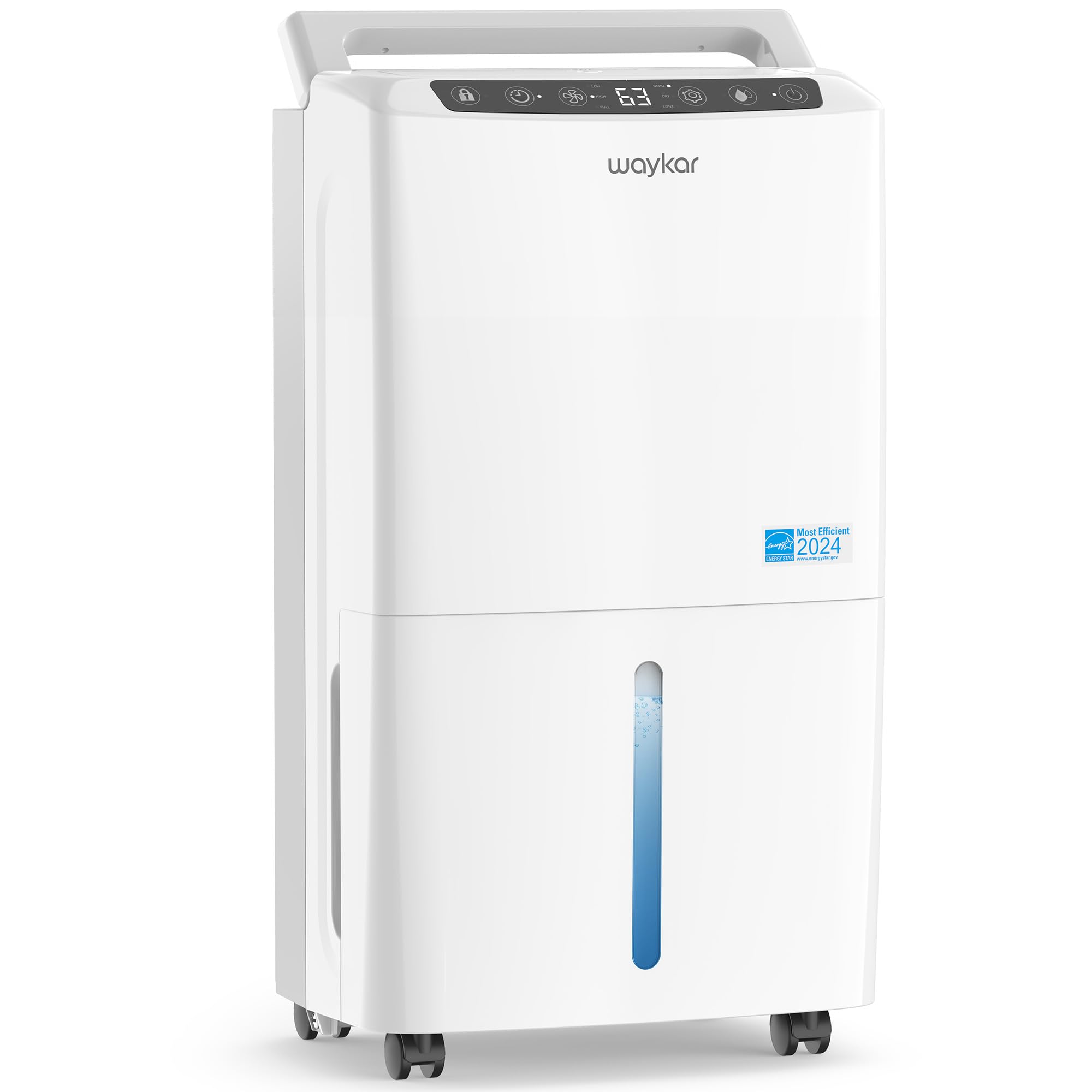 Waykar 2000 Sq. Ft Energy Star Dehumidifier for Home and Basement with Auto or Manual Drainage, Quiet 33dB Operation, 0.6 Gallon Water Tank Capacity