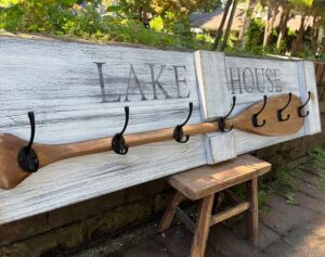 seuhf entryway hook rack, rustic paddle wall mounted,coat rack for the lake house, bathroom towel hanger