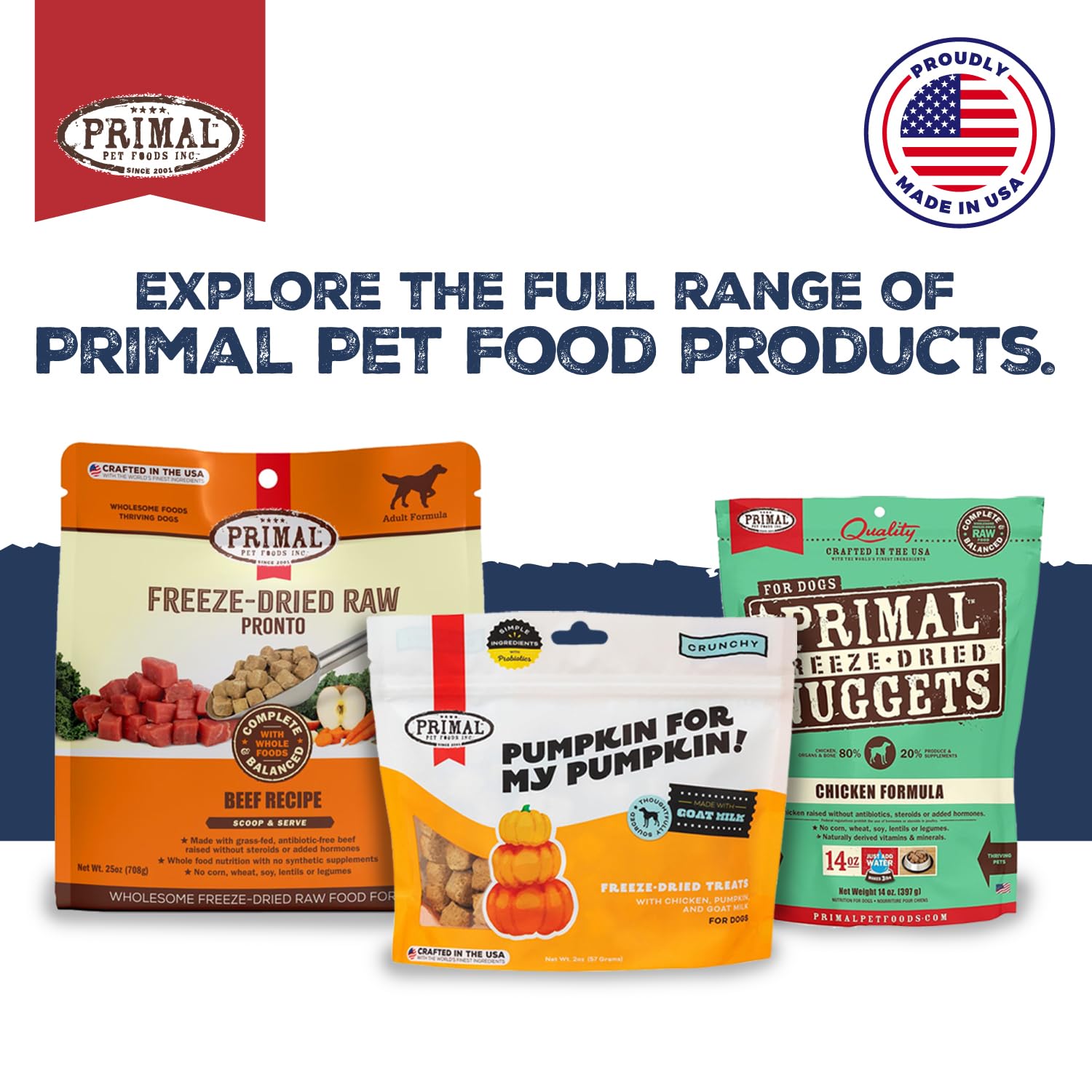 Primal Freeze Dried Dog Bundle, Turkey & Sardine Food Nuggets 14oz, Pork & Maple Treats 2oz, Chicken & Peanut Butter Treats 2oz, Grain Free, High Protein, High Protein with Probiotics