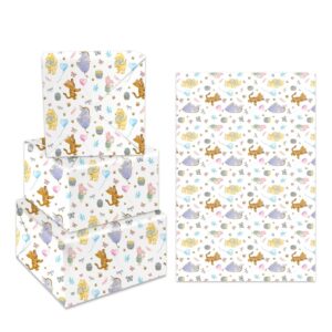 coroder winnie wrapping paper for birthdays party decoration party favors party supply diy crafts gift(5 pack, 29.5 x 19.7in)