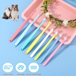 XIHIRCD 8pcs Pet Toothbrush, 3 Styles Cat & Dog Toothbrush Micro Brush Head Puppy Mini Toothbrush Soft Bristle Small Dog Dental Clean Kit for Teeth Clean Plaque Tartar Formation (Colour 3)