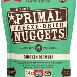 Primal Freeze Dried Dog Bundle, Chicken Food Nuggets 14oz, Chicken & Pumpkin Treats 2oz, Chicken Liver Treats 1.5oz, Grain Free, High Protein with Probiotics