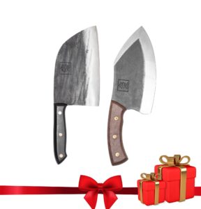 coolina the real duo lixy & promaja high carbon steel knife set, butcher's knife for meat & bone, versatile chef’s knife for chopping & dicing, full tang, ergonomic handles, perfect for bbq & grill