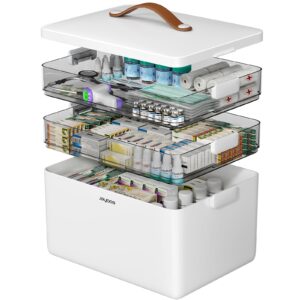 ctime 3-tier medicine storage box - first aid kit storage with moisture-proof shading design portable medicine storage box with a leather handle ideal for use in homes dorms