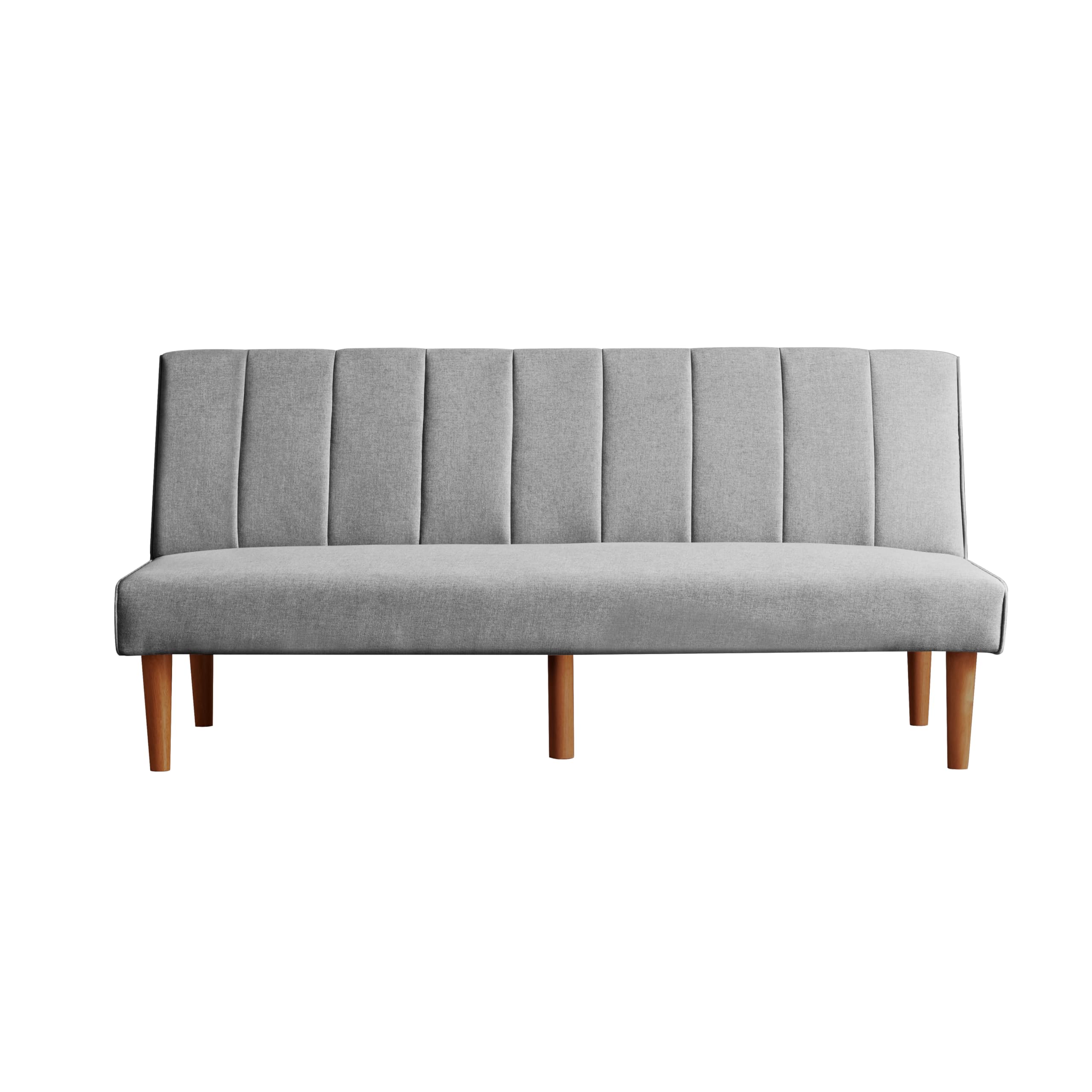 HomePop Upholstered Bergen Convertible Futon Sofa Bed, Modern Sofa Couches for Living Room, Small Spaces, Dorm, Apartment, Gray Woven