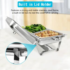 Jacgood Chafing Dish for Buffet, 4 Pack Stainless Steel Chafing Servers Food Warmer Set with 8QT Half Size Food Pan for Kitchen Party Banquet Dining