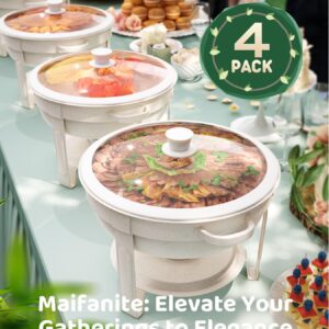 Chafing Dishes for Buffet 4PACK, [Game Changer Maifanite-Coated] Chafing Dish Buffet Set Offer The Elegance of Nature, 5QT Food Warmers for Parties Serve for Wedding, Birthday, Church Events, ETC