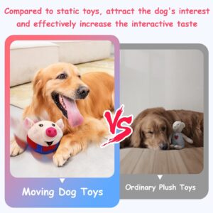 Dcoinc Interactive Dog Toys for Boredom, Squeaky Dog Toys with Automatic Rolling Jumping Wiggling, Washable Dog Chew Toys Pet Plush Toys for Puppy/Small/Medium/Large Dogs Chasing