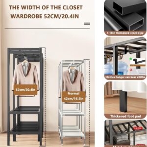 Heavy Duty Clothes Rack with Cover, 1200lbs, Foldable Portable Closets for Hanging Clothes,Clothing Rack Wardrobe Covered Garment Racks Freestanding Coat Storage Organizer System (243cm/95.6in)