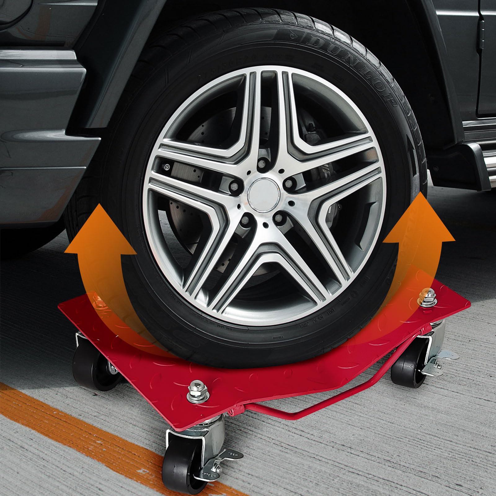 GarveeTech Wheel Dolly - 6000 Lbs Car Moving Dolly, Wheel Dolly Car Tire Stake Set of 4,Heavy-Duty Car Tire Dolly Cart, 16"x12", Red