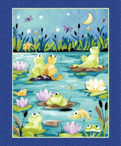 susybee paul's pond navy blue quilt cotton baby fabric panel #sb20405-780 - 36”x44" cotton fabric panel