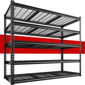 reibii 55" w garage shelving 3000lbs heavy duty storage shelves 5 tier adjustable metal shelving unit for storage rack garage storage shelves industrial utility shelf, 55" w x 24" d x 72" h