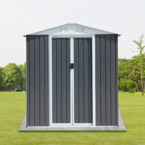 Ball & Cast 6x4FT Outdoor Storage Shed with Punched Vents,Heavy Duty Metal Sheds with Lockable Doors,Waterproof Tool Sheds for Garden,Backyard,Lawn,Easy to Assemble,Grey