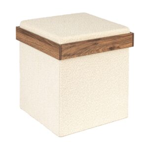 household essentials versatile boucle ottoman with hidden storage, cream