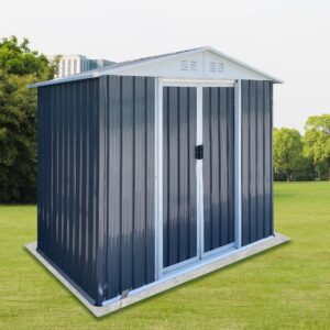 ball & cast 6x4ft outdoor storage shed with punched vents,heavy duty metal sheds with lockable doors,waterproof tool sheds for garden,backyard,lawn,easy to assemble,grey