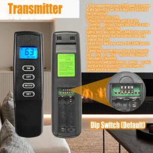 Upgraded Fireplace Remote Control Kit,Compatible with Skytech Majestic Ambient Empire Monessen Vermont Millivolt Valve Fireplace Stove with Thermostat On/Off Control Remote Receiver,LCD Display