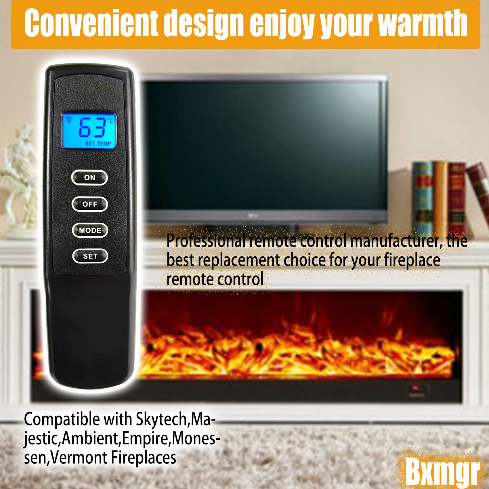 Upgraded Fireplace Remote Control Kit,Compatible with Skytech Majestic Ambient Empire Monessen Vermont Millivolt Valve Fireplace Stove with Thermostat On/Off Control Remote Receiver,LCD Display