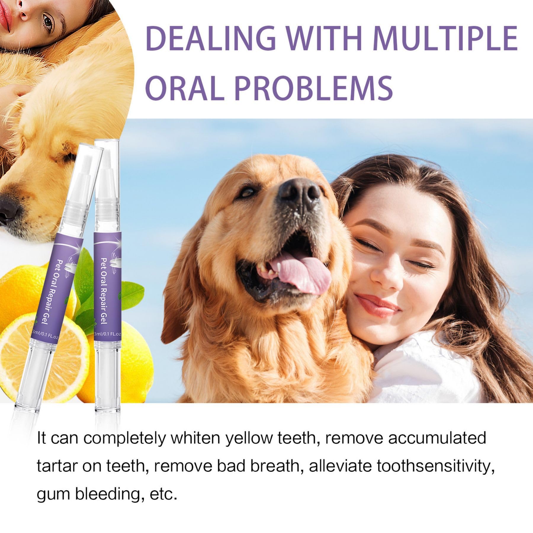 WRTHYT Pet Oral Repair Gel, Pet Oral Repair Gel for Dogs, Pet Oral Repair Gel Brush, Eliminates Bad Breath, Suitable for Dogs and Cats (3)