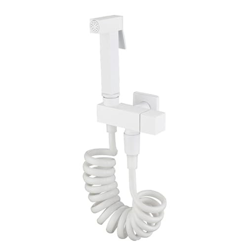 ifgswopq Handheld Bidet Sprayer for Toilet White Bidet Sprayer Head for Toilet Handheld Toilet Bidet Sprayer Kit Multi-Functional All Copper,White,1.5m Spring Hose (White 1.5m Spring Hose) (White 1.