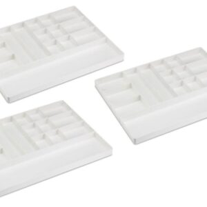 AmeriCan Goods 3/Pieces Dental 15/Section Large Drawer Organizer Tray, Dental Supply Cart Section Divided White Tray for Medical/Dental Supply