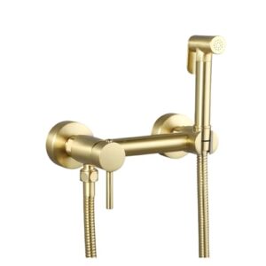 ifgswopq brass bidet faucet gold toilet faucet handheld toilet bidet sprayer hygienic shower hot and cold mixer shower head (color : a5090) (a5090gn)