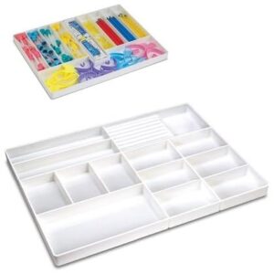 american goods 3/pieces dental 13/section large drawer organizer tray, dental supply cart section divided white tray for medical/dental supply