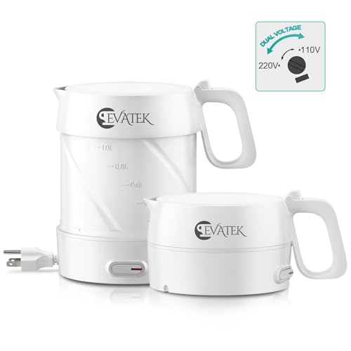 Small Electric Kettle, Travel Foldable Electric Kettle,110-220V Dual Voltage Collapsible Kettle Travel Electric,1L BPA-Free Boil Dry Protection Portable Kettle for Travel, Camping, Picnic