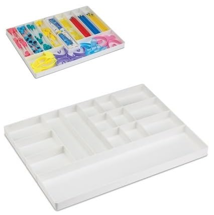 AmeriCan Goods 3/Pieces Dental 15/Section Large Drawer Organizer Tray, Dental Supply Cart Section Divided White Tray for Medical/Dental Supply