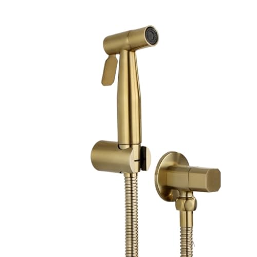 ifgswopq Hand Held Toilet Bidet Sprayer Brushed Gold Stainless Steel Douche Kit Faucet Washer Cleaning(Color:D) (E)