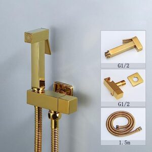 ifgswopq Handheld Bidet Sprayer for Toilet,Bidet Sprayer Wall Mount,Bidet Sprayer Washbasin,Bidet Sprayer for Toilet from Sink,All Copper Multi-Function Pressurized Flushing,Golden B (Golde