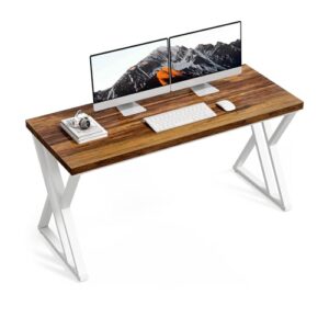 little tree 55 inch large simple industrial computer desk study writing table home office workstation,brown