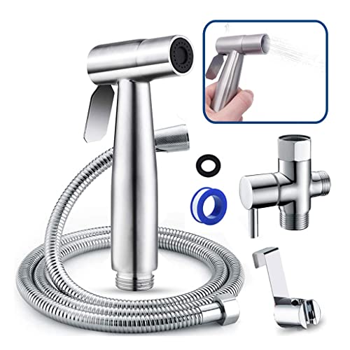 ifgswopq Handheld Toilet Bidet Sprayer Set Kit Stainless Steel Hand Bidet Faucet for Bathroom Hand Shower Head Self Cleaning (Color : EU Set (3-4)) (EU Set (3 4))