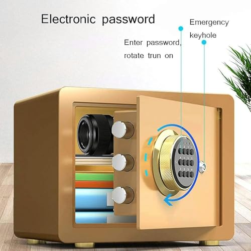 Digital Safe Box Safety Electronic Security Steel Money Cash Home Office Safes with Installing Bolts Wall Floor Mounted (Color : Gold)