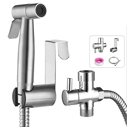 ifgswopq Handheld Toilet Bidet Sprayer Set Anal Vagina Flushing Hygienic Shower Spray Gun Stainless Steel Hand Faucet (Size : Bidet Sprayer Set 1) (One Color Bidet Sprayer Set 1)