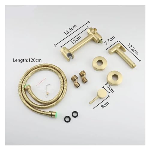 ifgswopq Brass Bidet Faucet Gold Toilet Faucet Handheld Toilet Bidet Sprayer Hygienic Shower Hot and Cold Mixer Shower Head (Color : A5090GN) (A5090)