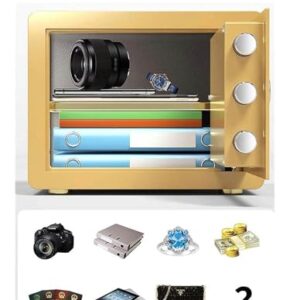 Digital Safe Box Safety Electronic Security Steel Money Cash Home Office Safes with Installing Bolts Wall Floor Mounted (Color : Gold)