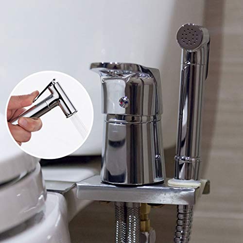 ifgswopq Bidet Faucets Toilet Solid Brass Chrome Handheld Bidet Toilet Portable Bidet Shower Set with Hot and Cold Water Bidet Mixer