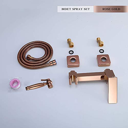 ifgswopq Handheld Bidet Sprayer for Toilet, Rose Gold Cloth Diaper Sprayer Kit Wall Mounted Brass Bidet Sprayer Set Single Handle Toilet Bidet Sprayer Kit with Hot and Cold Water (Style a)